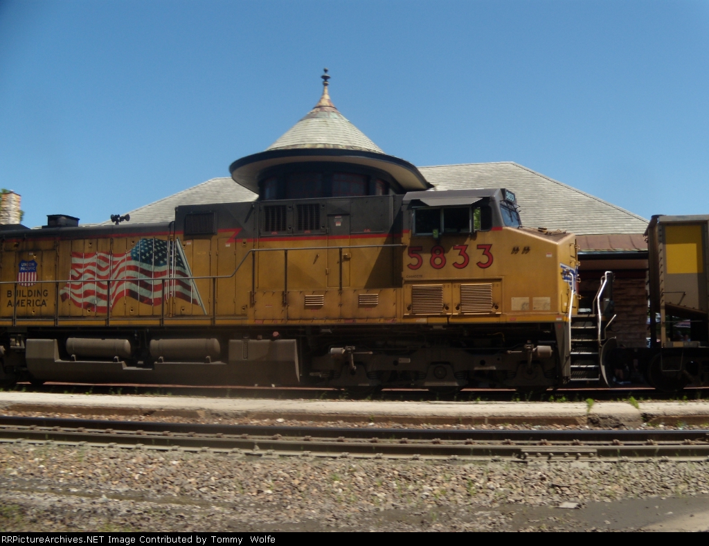 UP 5833 is the DPU on a loaded coal at Kirkwood